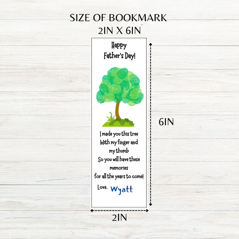 Printable Father's Day Bookmark Tree Fingerprint Bookmark Father's Day ...