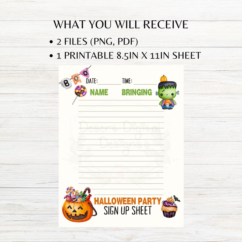 Halloween Party Sign up Sheet Printable Potluck Sign up Sheet Halloween ...
