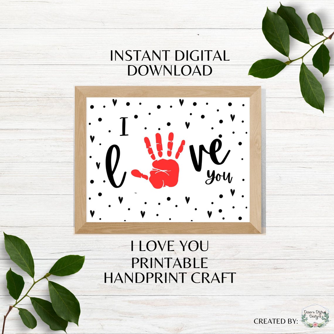 I Love You Handprint Gift Craft Printable Kids Handprint Art I Love You ...