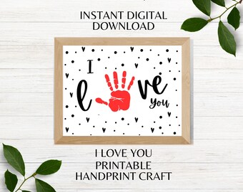 I Love You Mom Happy Birthday Handprint Craft Printable Kids Handprint ...
