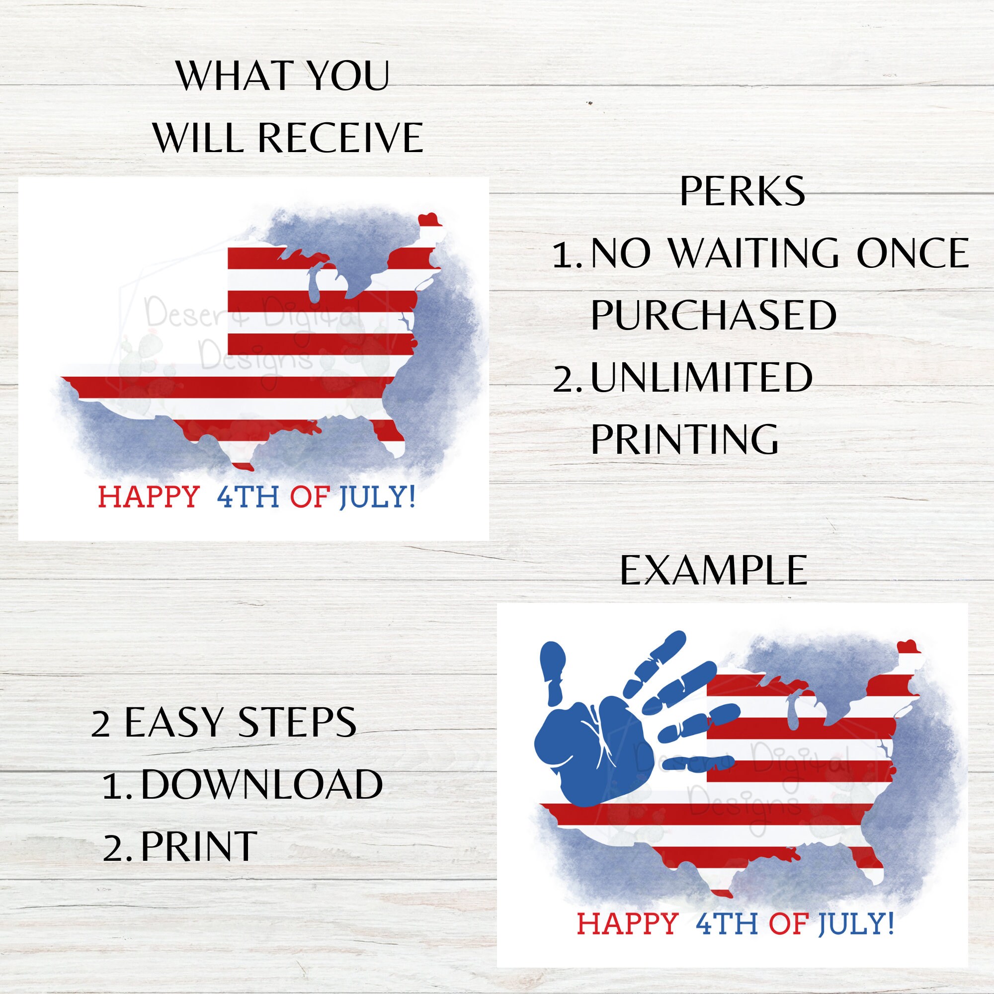 Printable Happy July 4th Handprint Craft USA Independence Day Flag ...
