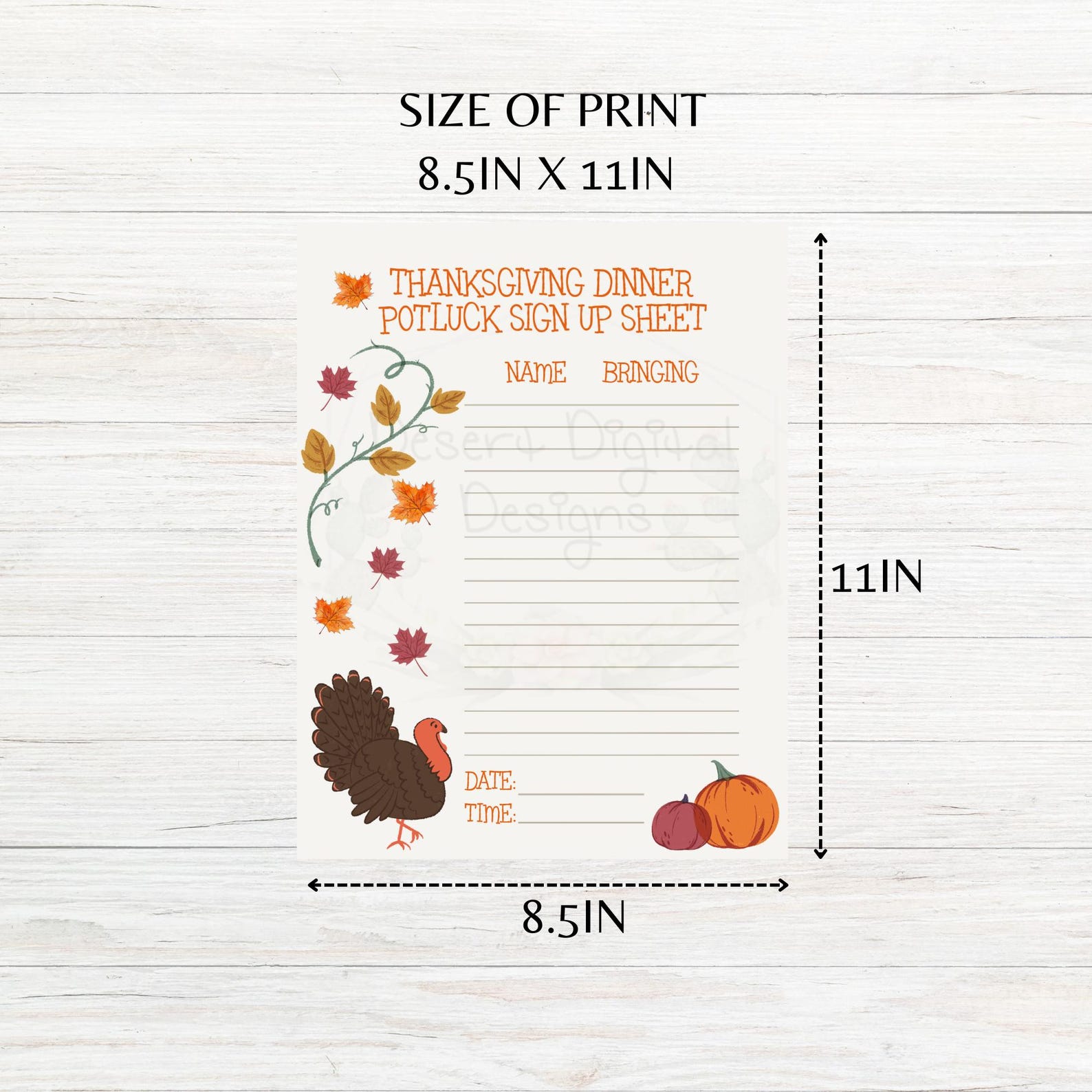 Thanksgiving Potluck Sign up Sheet Printable Potluck Sign up Sheet Fall ...