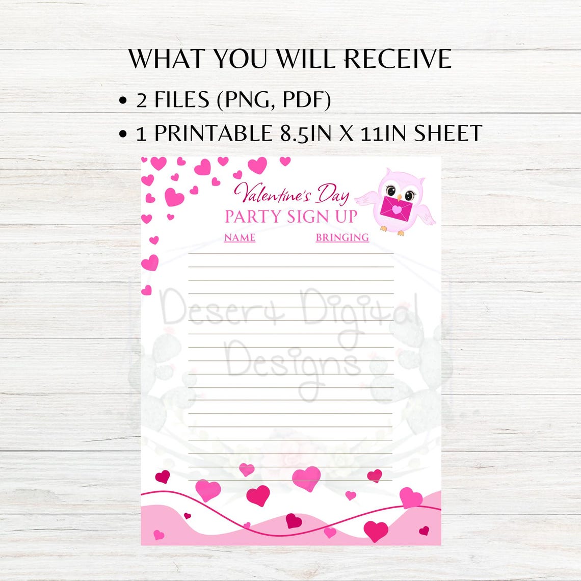 Valentine's Day Party Sign up Sheet Printable Valentine Potluck Sign up ...
