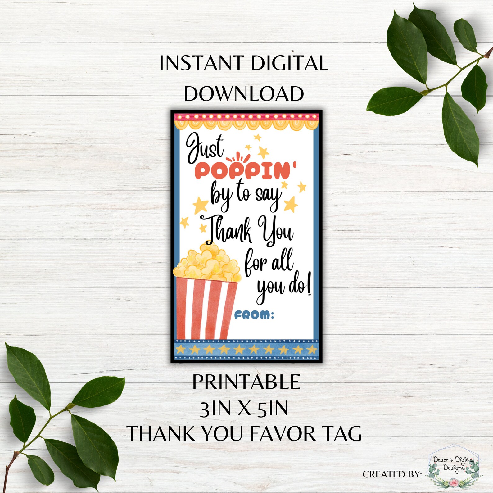 Poppin in to Say Thank You for All You Do Printable Thank You Tag ...