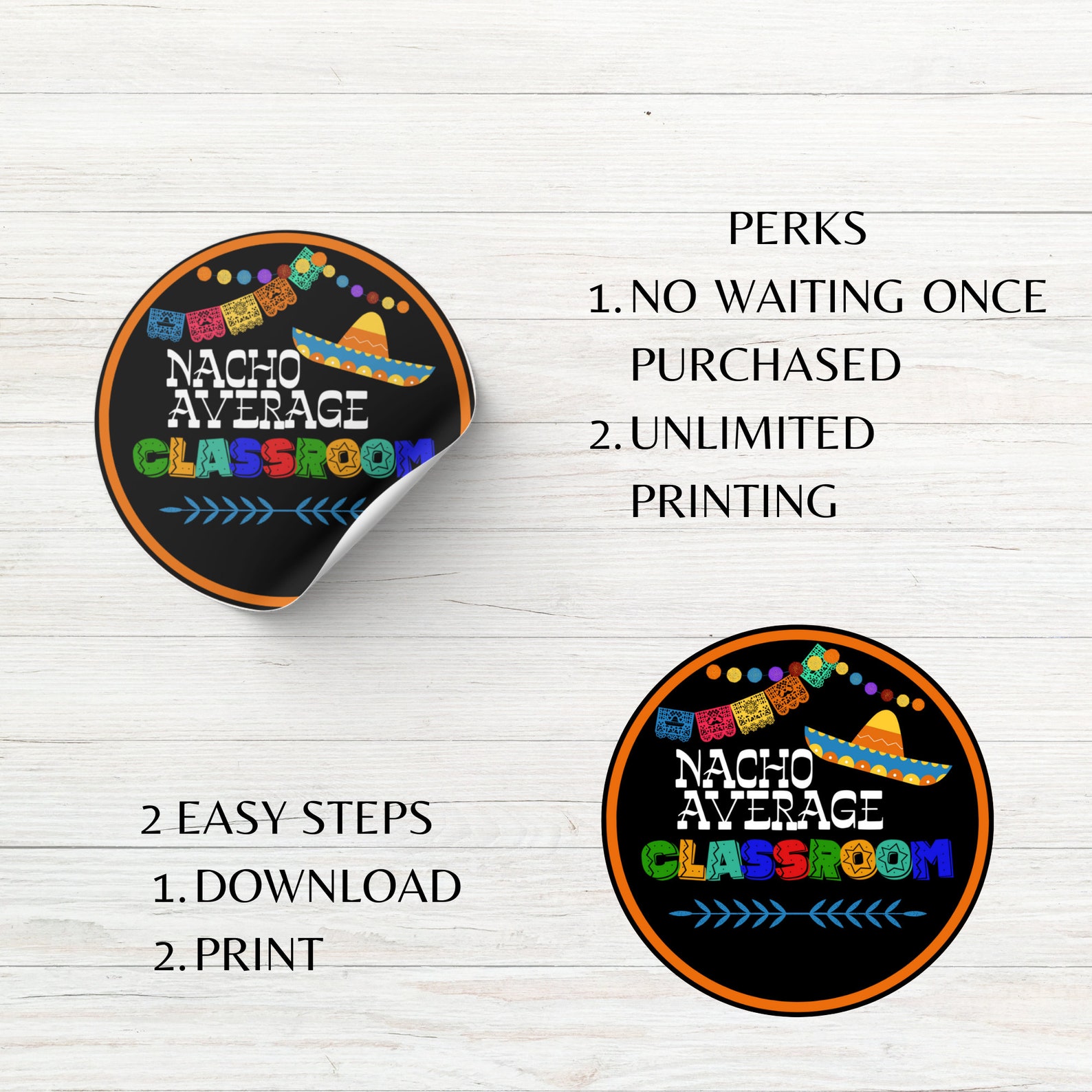 Nacho Average Classroom Sticker Printable Fiesta Themed Favor Tag or ...