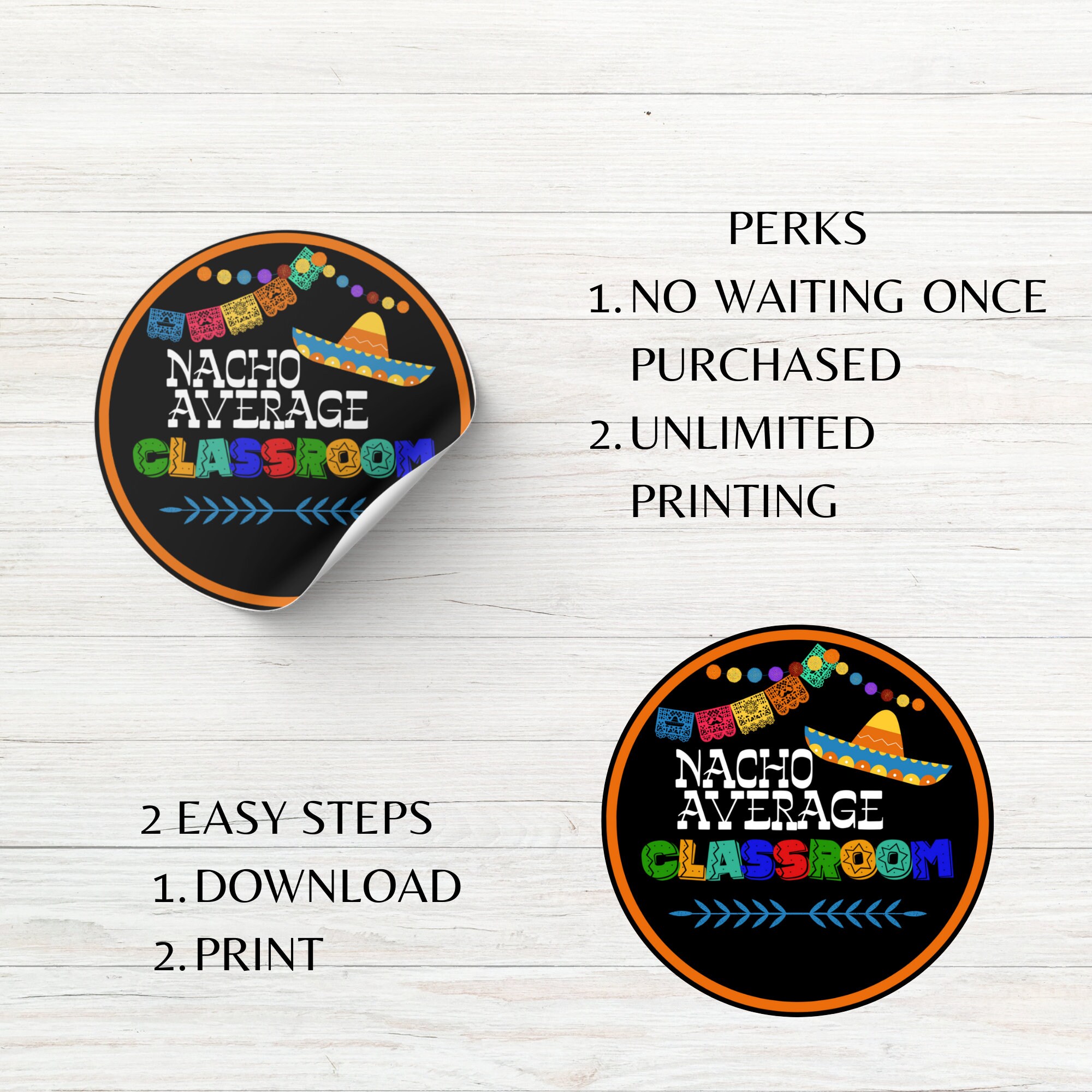 Nacho Average Classroom Sticker Printable Fiesta Themed Favor Tag or ...