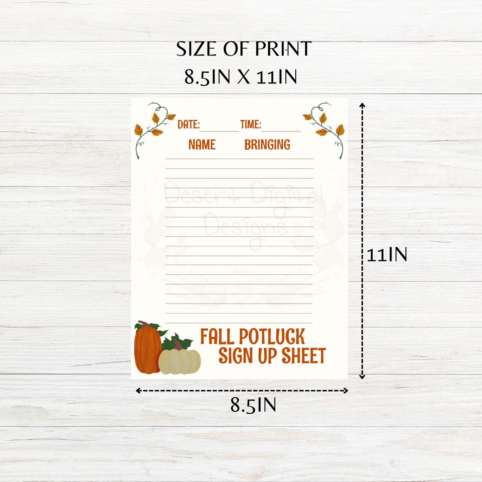Fall Potluck Sign up Sheet Printable Thanksgiving Potluck Sign up Sheet ...