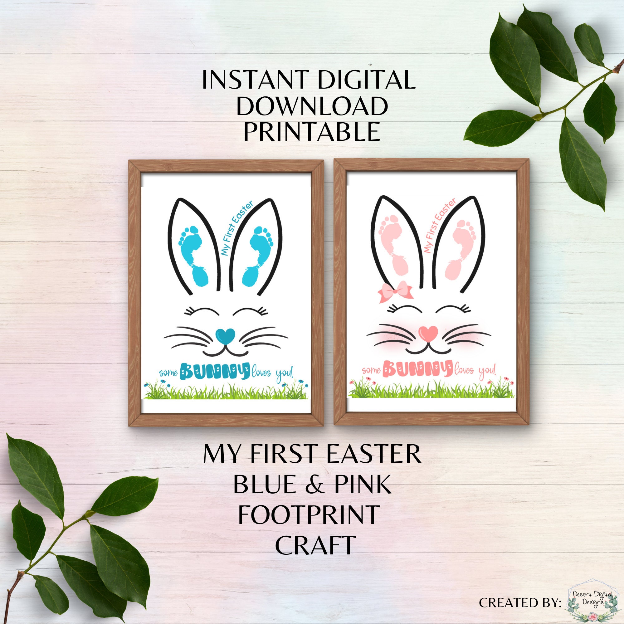 My First Easter Printable Footprint Craft Bunny Footprint Craft Baby's ...