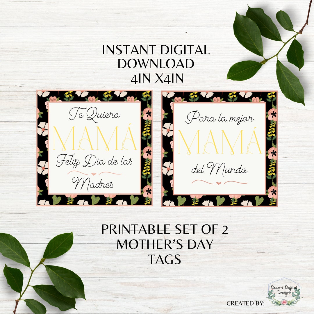 Spanish Mother's Day Tags Printable Para La Mejor Mama Del Mundo Tags ...
