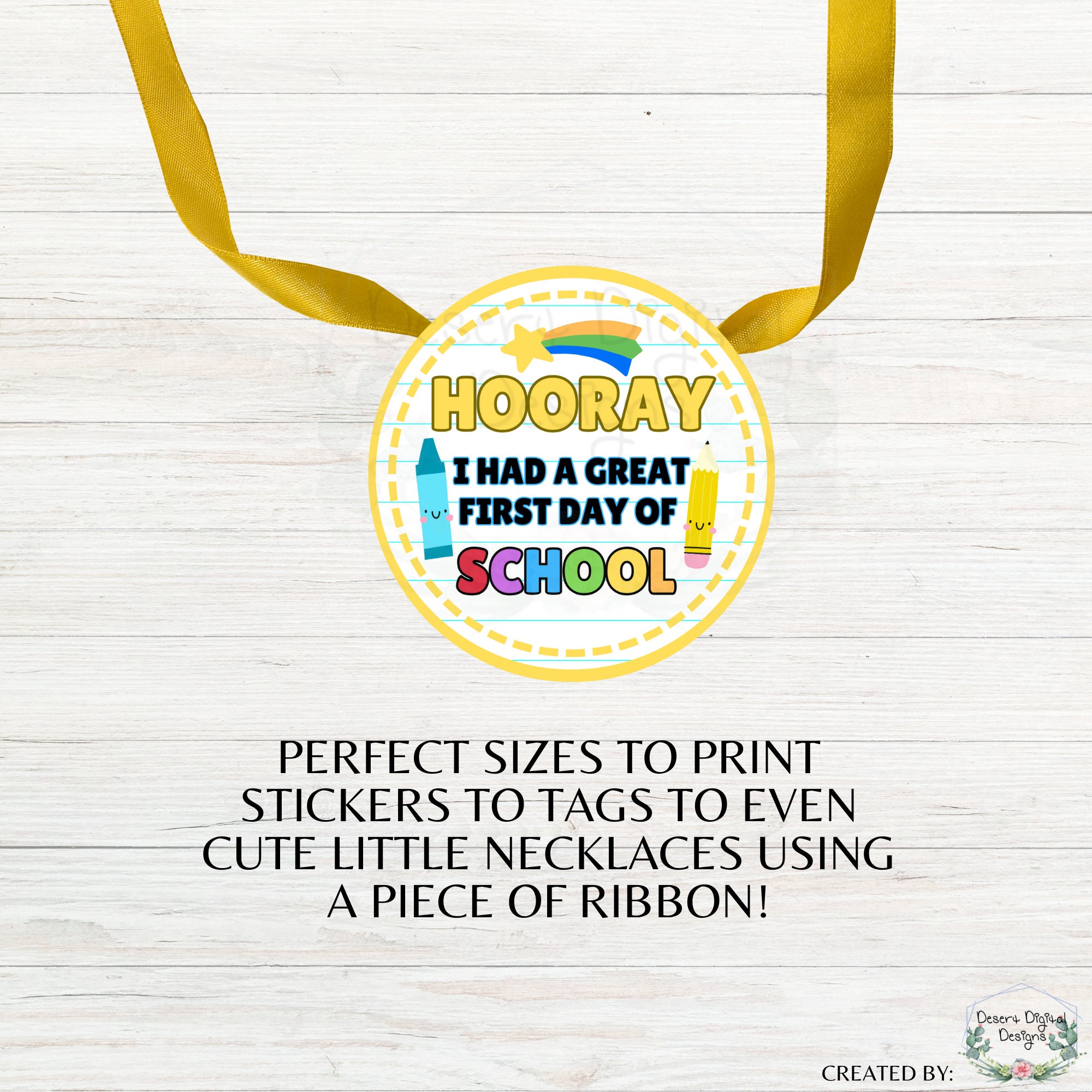 First Day of School Printable Set of 2 Stickers Tags Great First Day ...