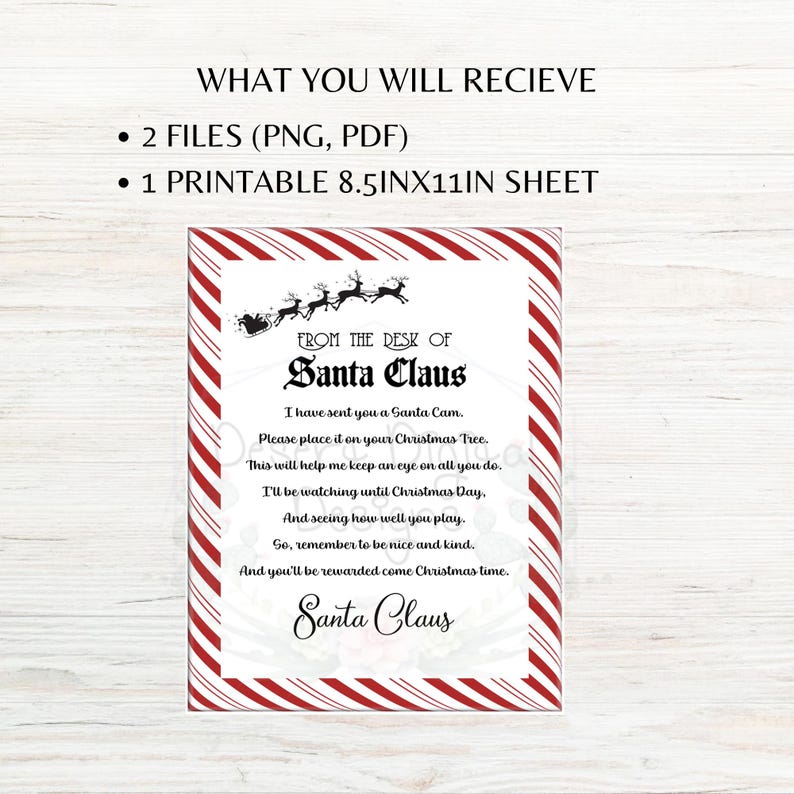 Santa Cam Letter Printable Santa Cam Letter From Santa Camera Letter ...