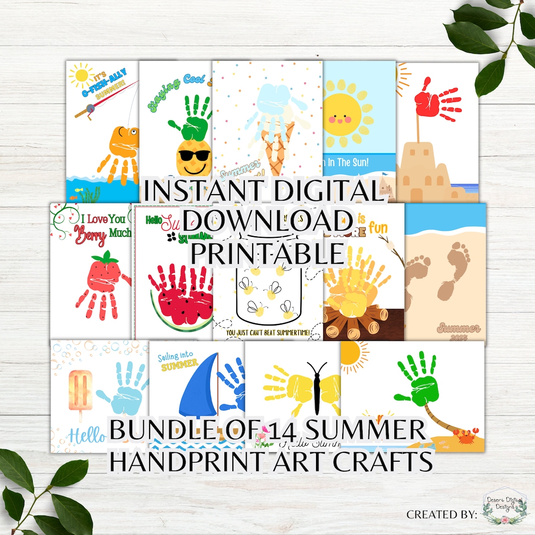 Summer Handprint Art Bundle Printable Summer Paint Crafts for Kids ...