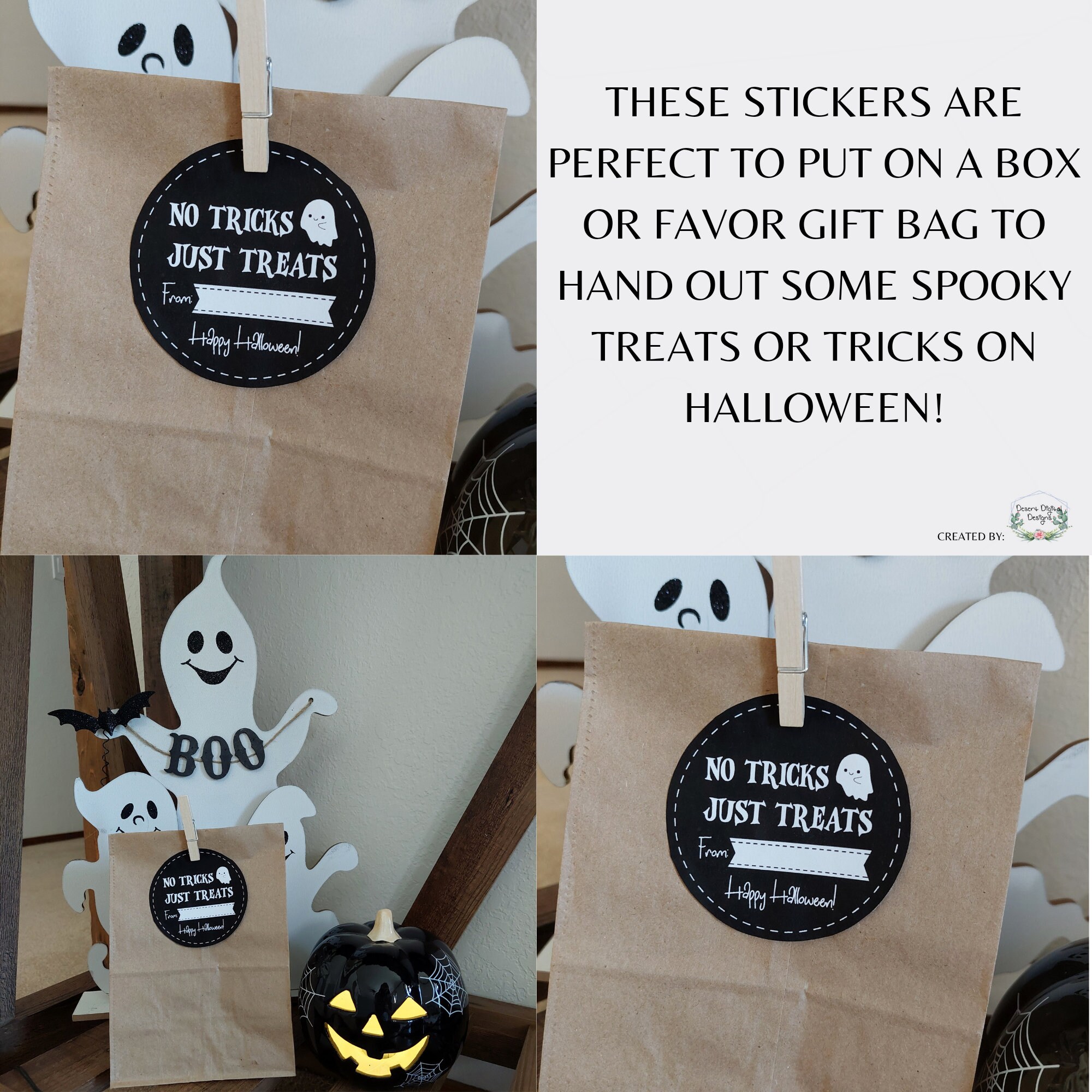 No Tricks Just Treats Printable Halloween Sticker Happy Halloween ...
