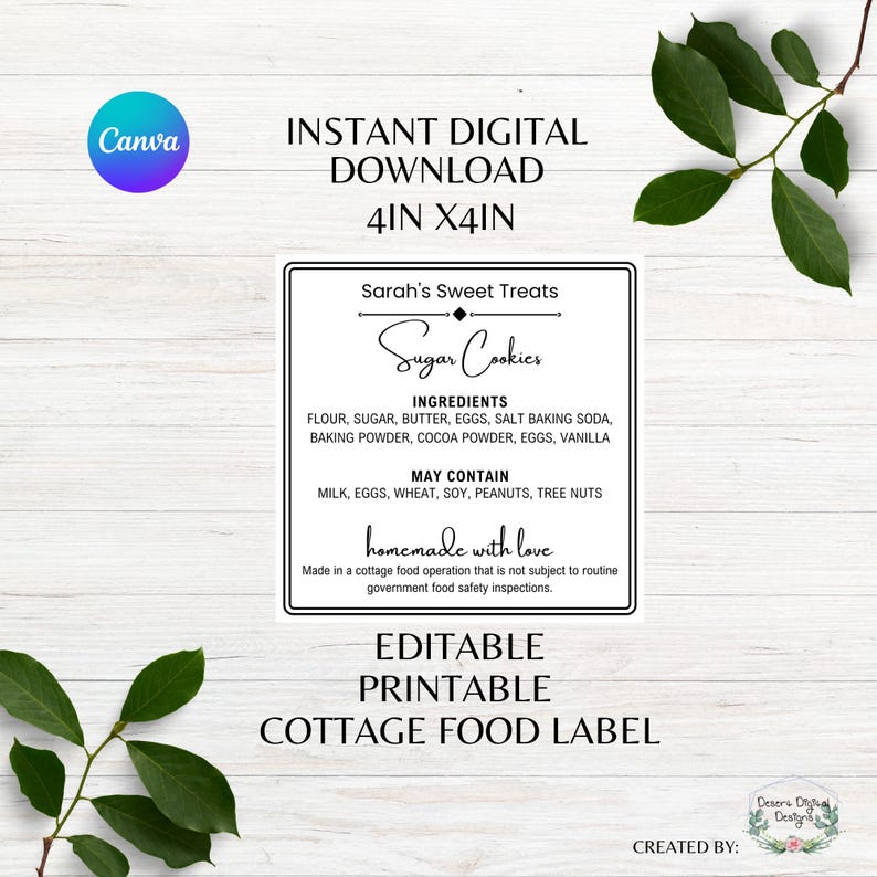 Cottage Law Editable Label Printable Food Label Sticker Editable ...