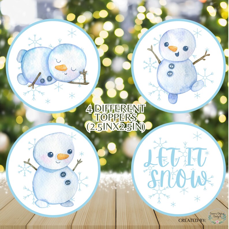 Snowman Cupcake Toppers Printable Christmas Cupcake Toppers Set of ...