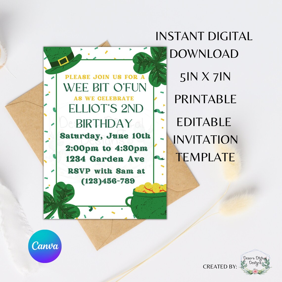 Editable St Patricks Day Birthday Invitation St Patricks Day Party ...