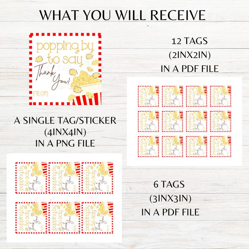 Popping by to Say Thank You Appreciation Printable Favor Tag Popcorn ...