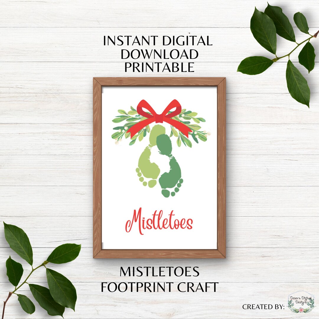 Mistletoes Printable Footprint Christmas Craft Mistletoes Footprint ...