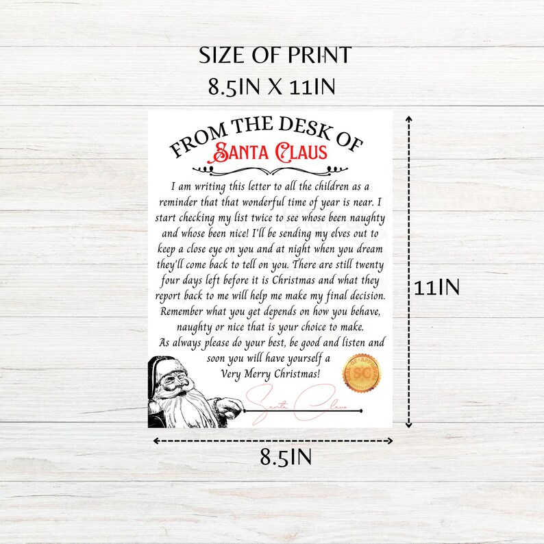 Letter From Santa Printable Santa Letter Naughty or Nice Letter Letter ...