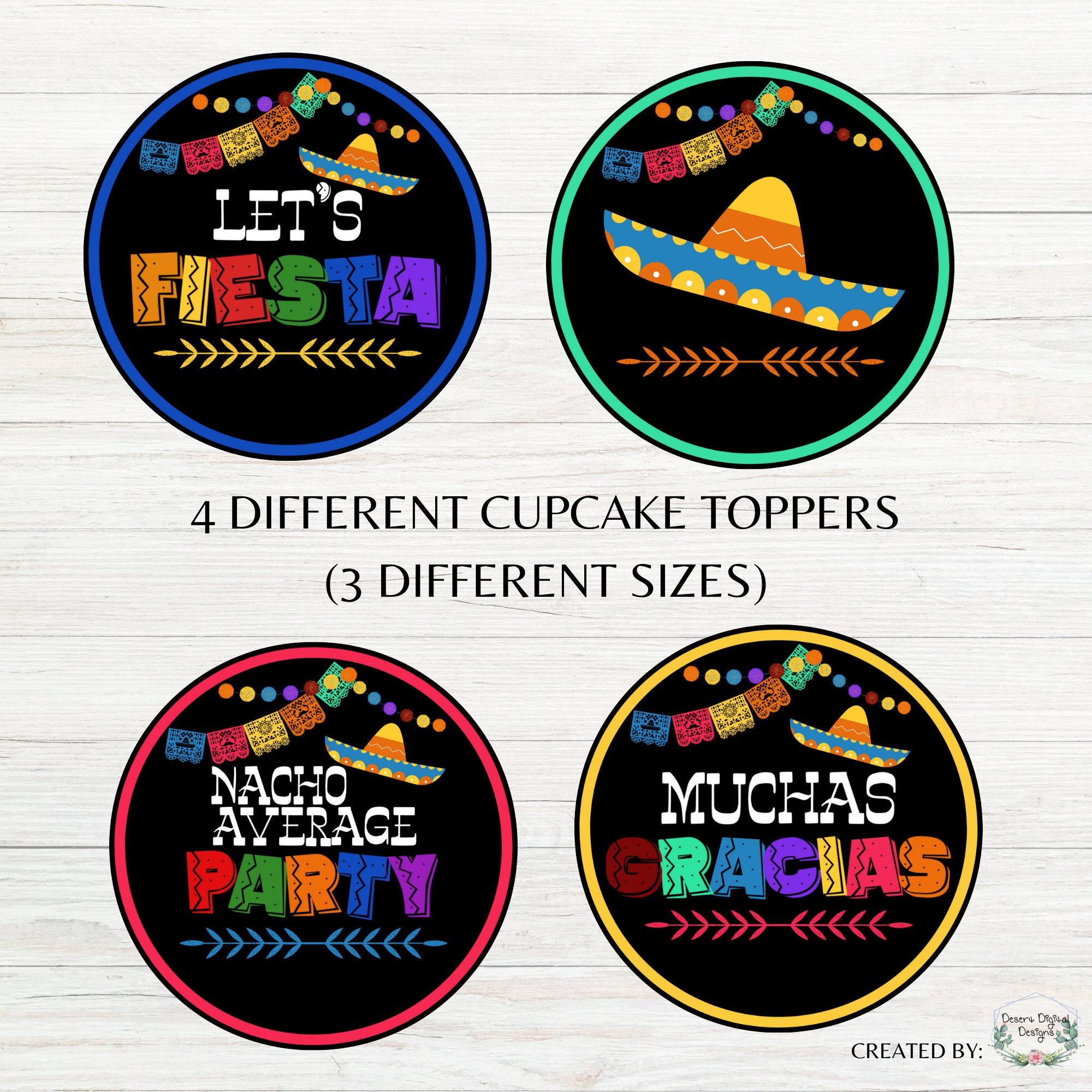 Cinco De Mayo Cupcake Toppers Printable Fiesta Themed Party Cupcake ...