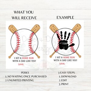 Father's Day Hit a Homerun Printable Handprint Craft Baseball Themed ...