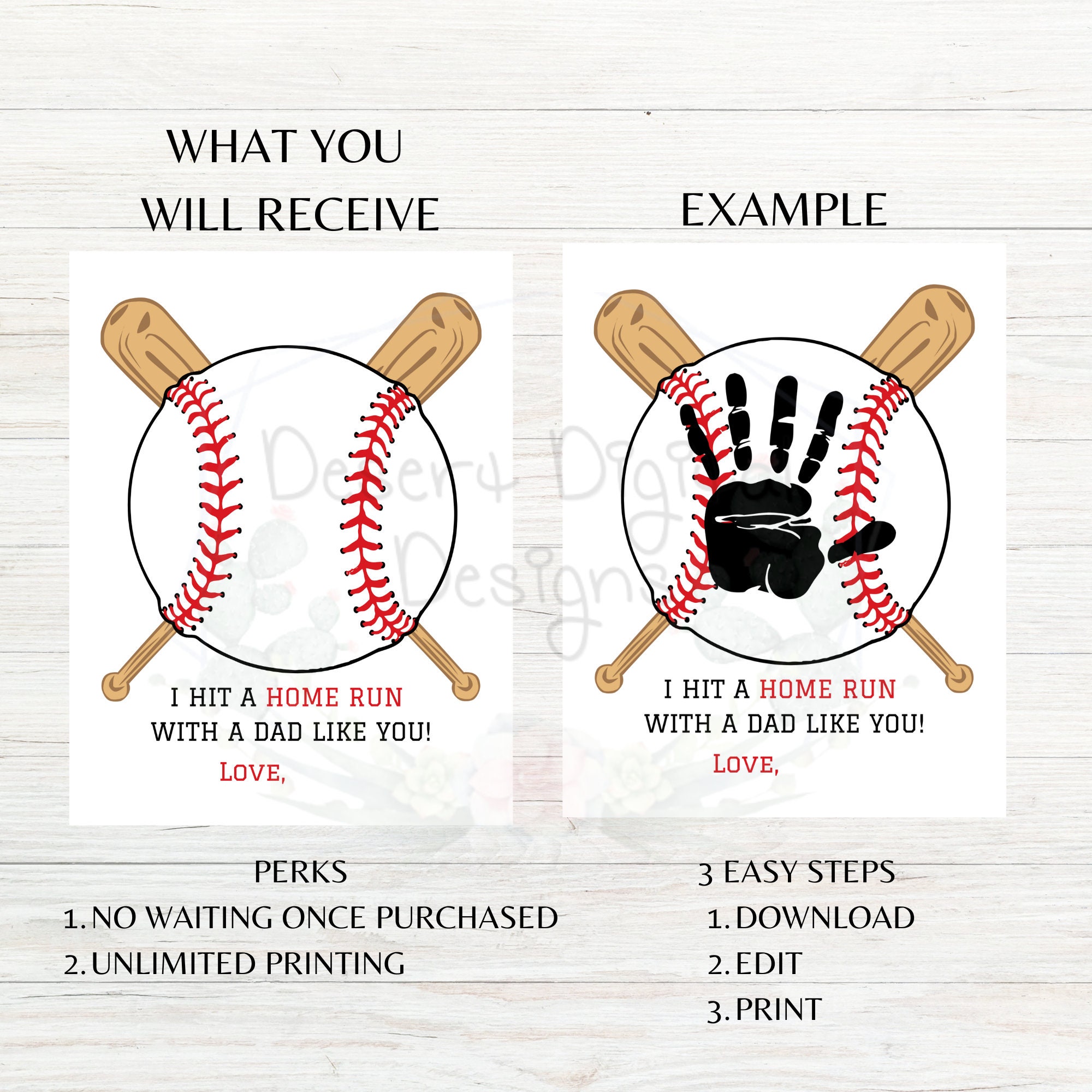 Father's Day Hit a Homerun Printable Handprint Craft Baseball Themed ...