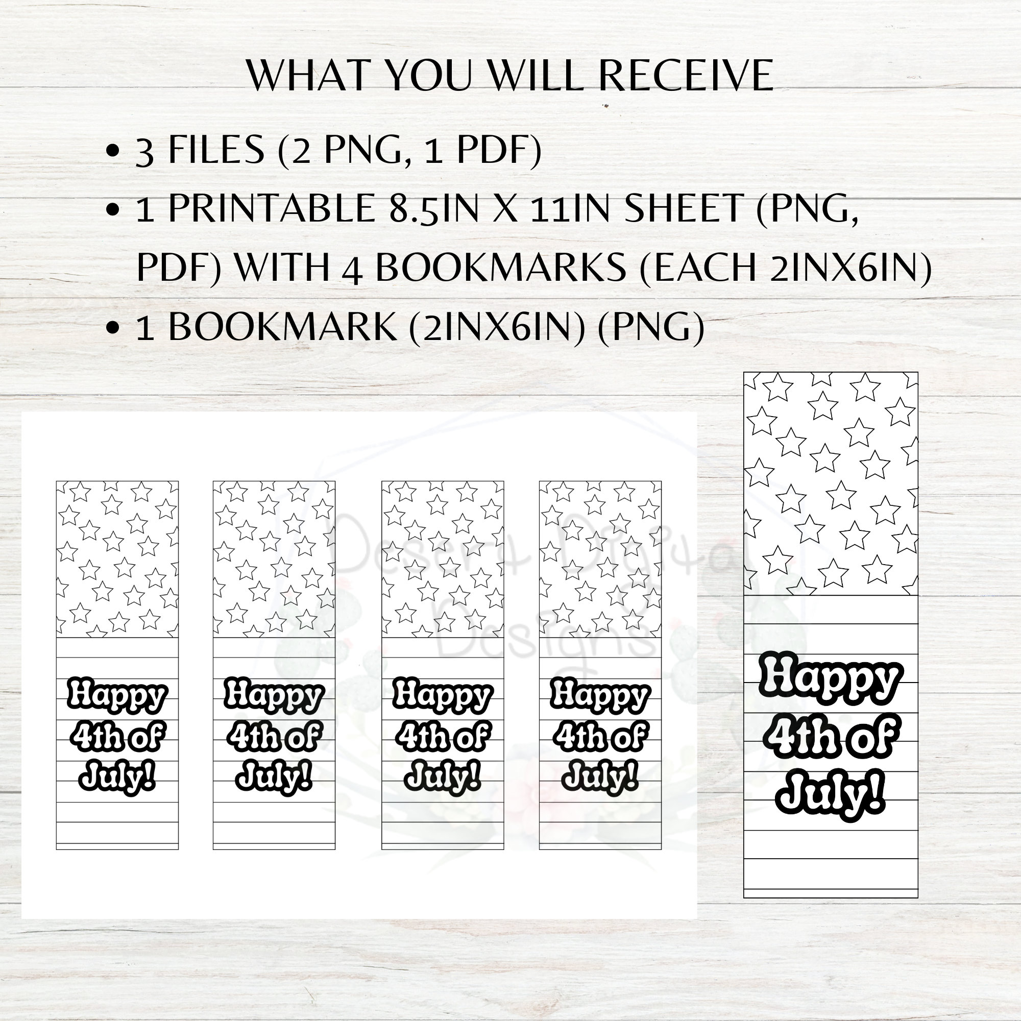 Printable July 4th Coloring Bookmark Independence Day Coloring Bookmark ...