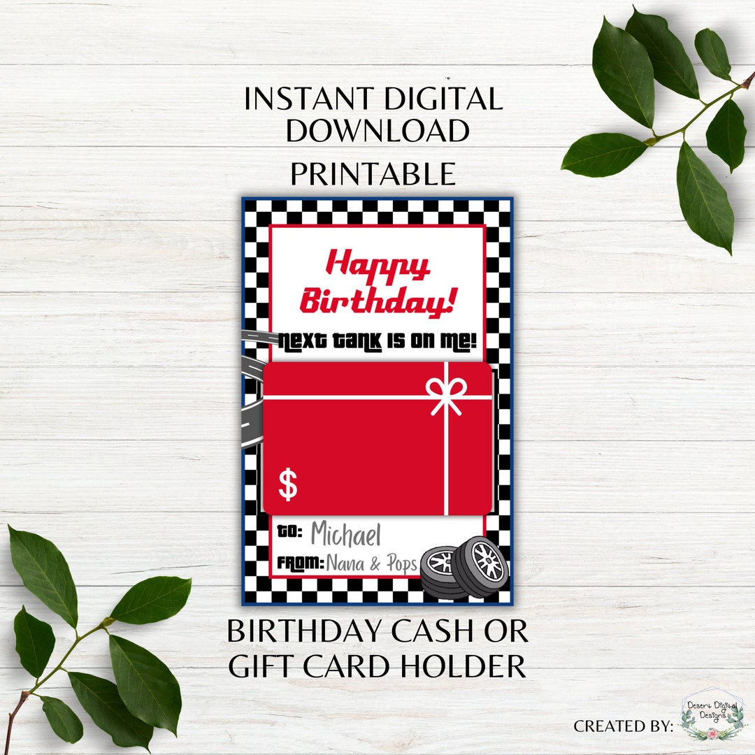 Happy Birthday Printable Gift Card Holder Car Themed Happy Birthday ...