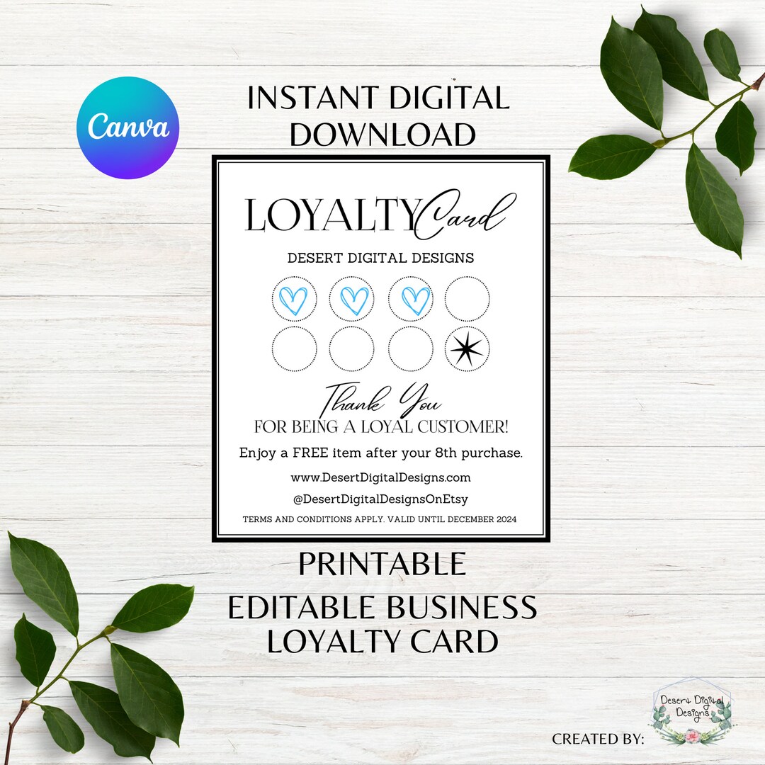 Simple Loyalty Card Editable Business Loyalty Cards Small Business ...