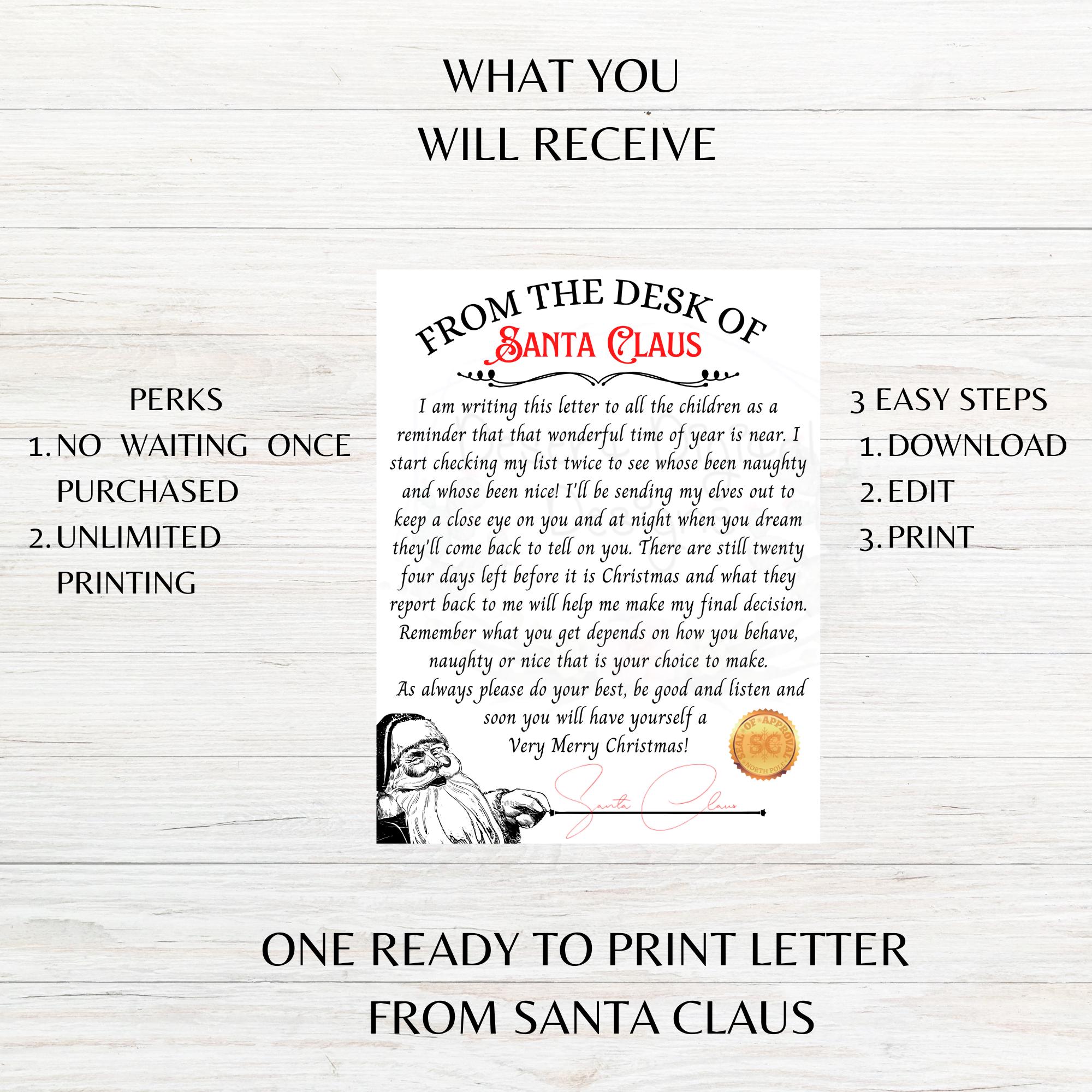 Letter From Santa Printable Santa Letter Naughty or Nice Letter Letter ...