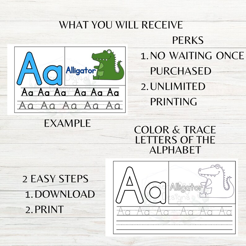 Printable My Alphabet Coloring Book Kids Craft My Alphabet Tracing Book ...