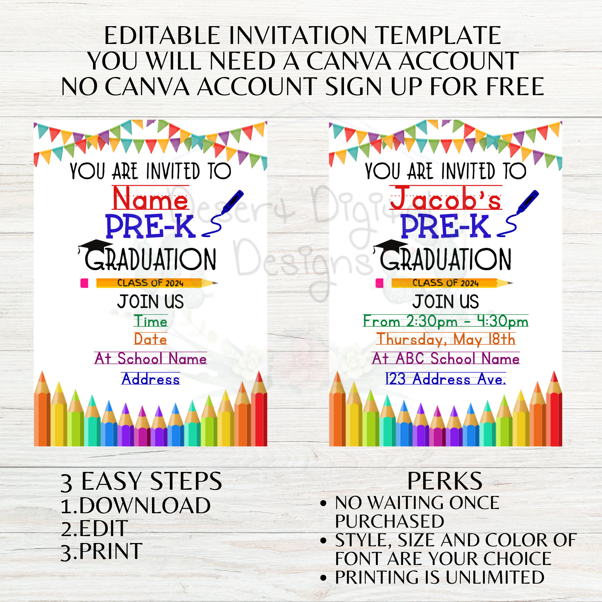 Preschool Editable Graduation Invitation Printable Prek Graduation ...