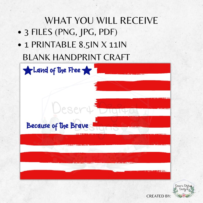 Printable Handprint 4th of July Craft Land of the Free Craft - Etsy