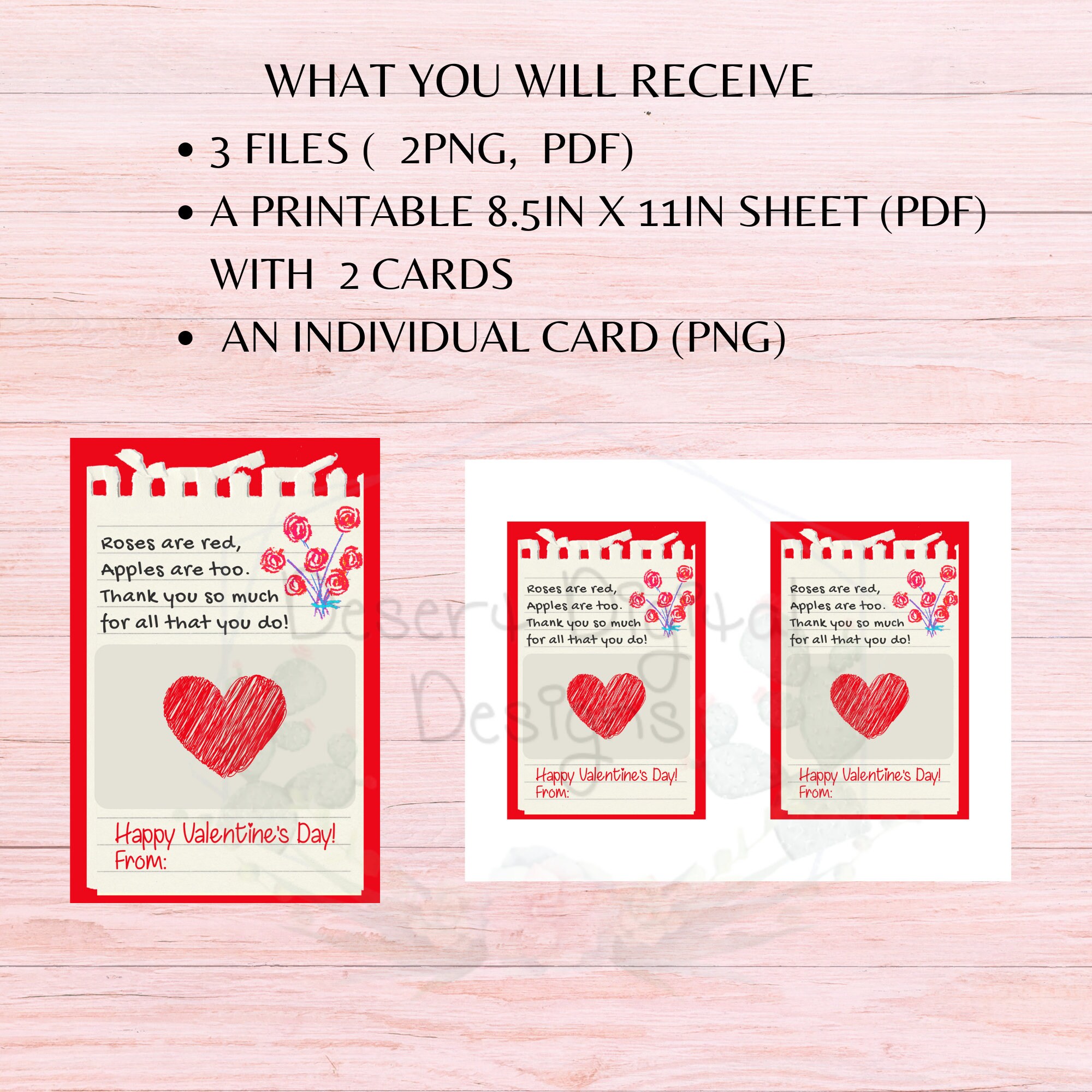 Teacher's Thank You Printable Valentine's Day Gift Card Holder Thank ...