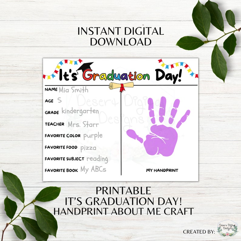 Graduation Handprint Craft About Me Graduation Handprint Craft Kids ...