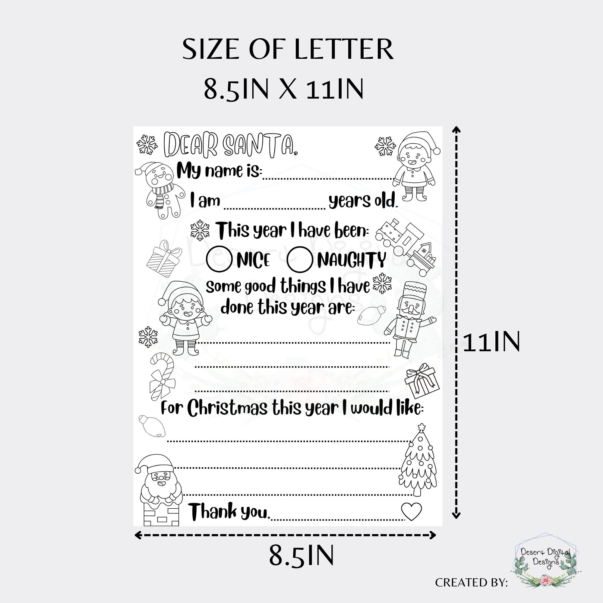 Letter to Santa Printable Coloring Page Dear Santa Coloring - Etsy