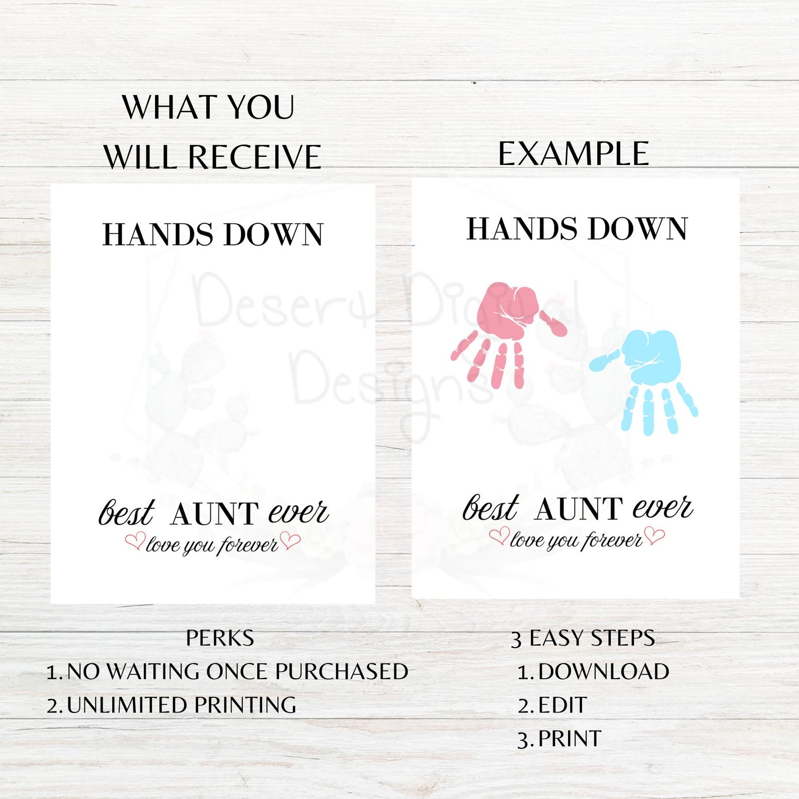 Hands Down Best Aunt Ever Printable Handprint Craft Love You Forever ...