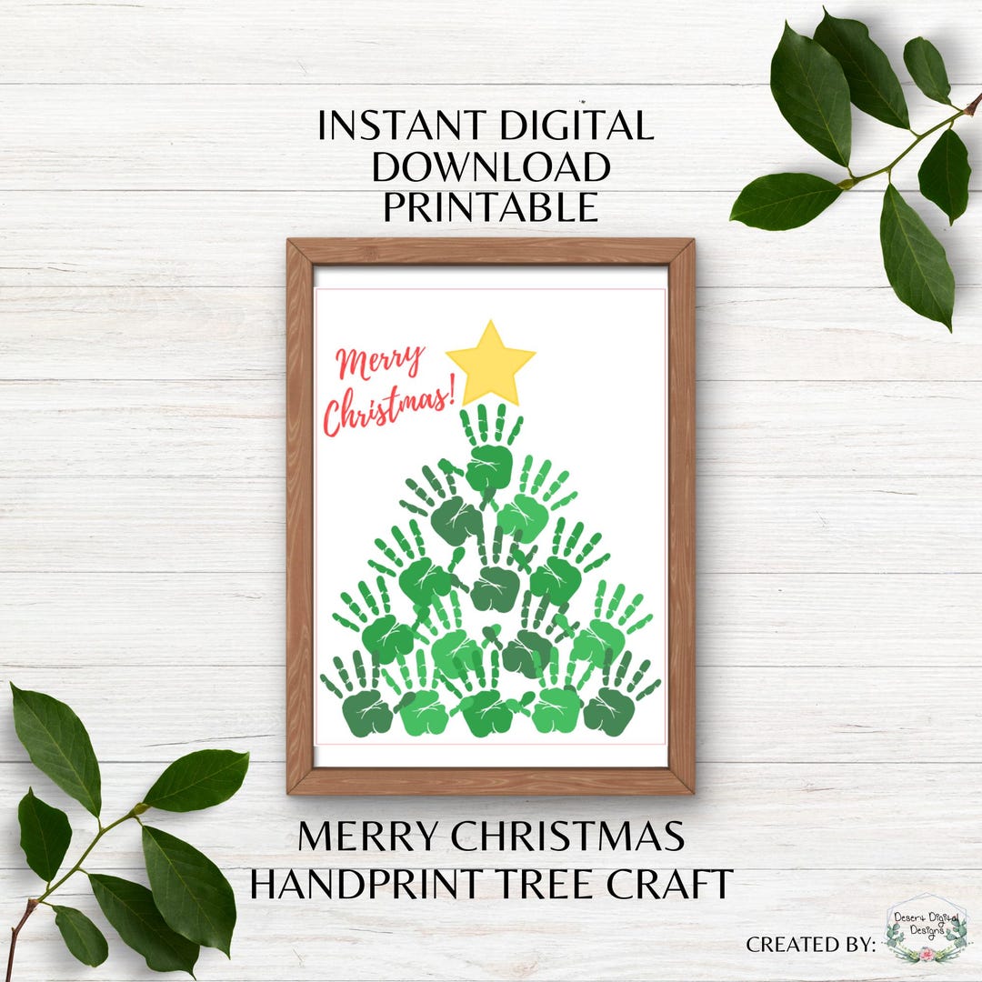 Christmas Tree Printable Handprint Craft Merry Christmas Tree Handprint ...