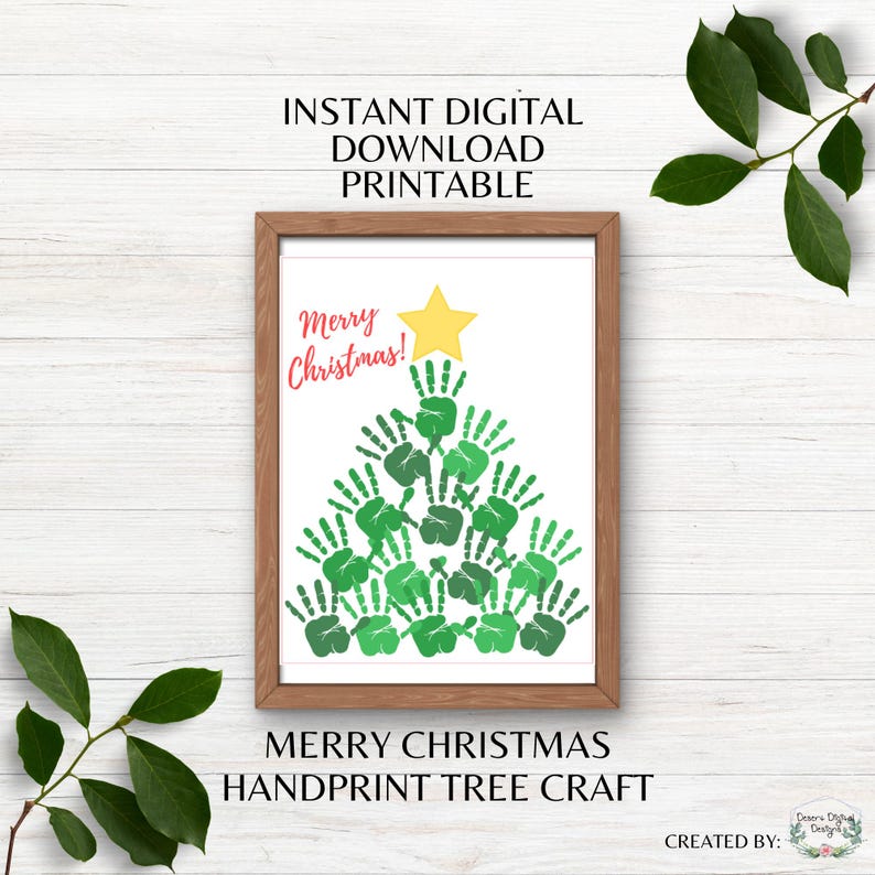 Christmas Tree Printable Handprint Craft Merry Christmas Tree Handprint ...