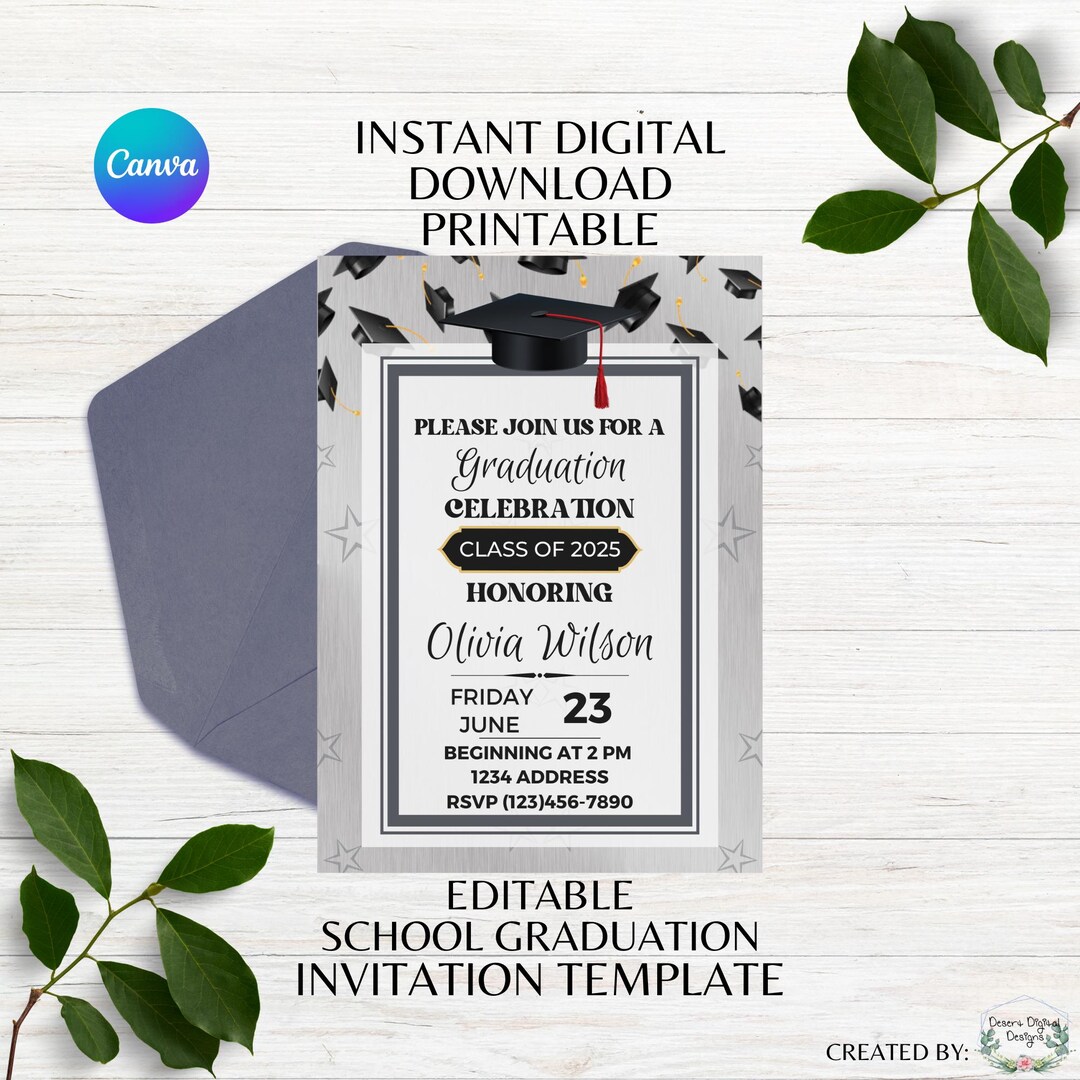Class of 2025 Editable Graduation Invite Printable Graduation Party ...