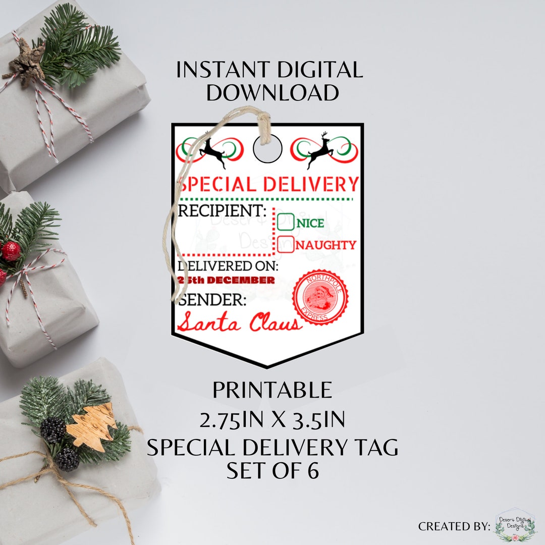 From Santa Printable Tag Special Delivery Tag Printable Christmas Gift ...
