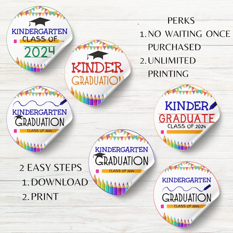 Kindergarten Graduation Tags Printable Class of 2024 Kindergarten ...
