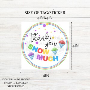 Thank You Snow Much Printable Appreciation Sticker Thank You Favor Tag ...