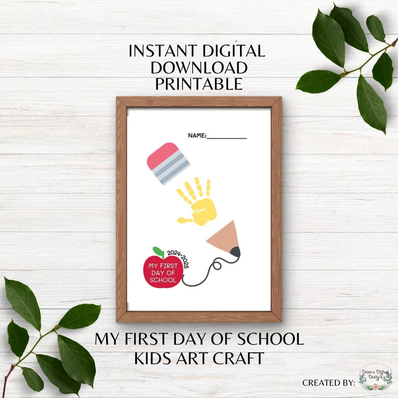 Back to School Printable Handprint Footprint Craft Pencil Apple 2024 ...