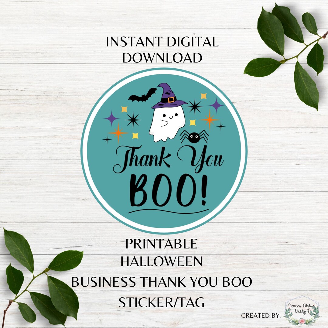 Thank You Boo Printable Business Halloween Sticker Thank You Halloween ...