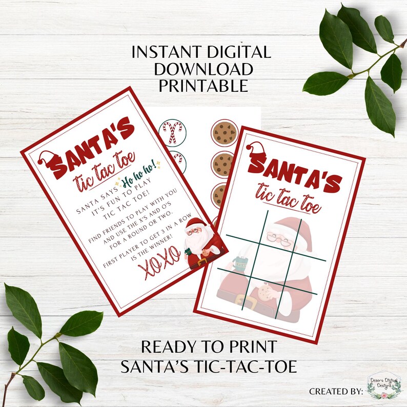 Christmas Tic-tac-toe Printable Game Holiday Tic-tac-toe Game Christmas ...