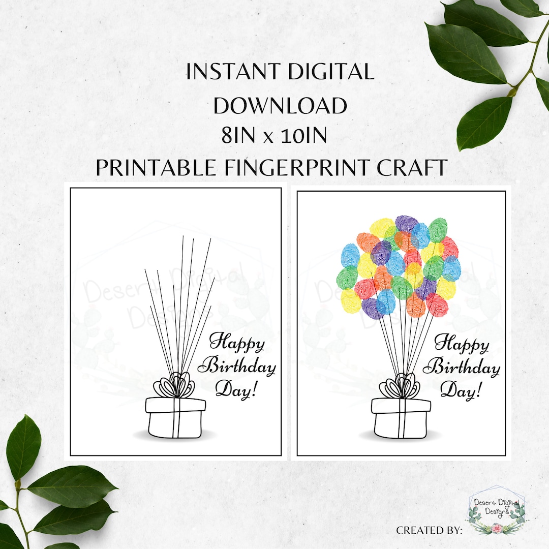 Printable Birthday Fingerprint Art Gift Fingerprint Birthday - Etsy