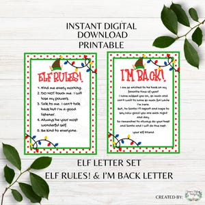 Elf Return Letter Printable Elf is Back Letter and Rules Set of 2 Elf ...
