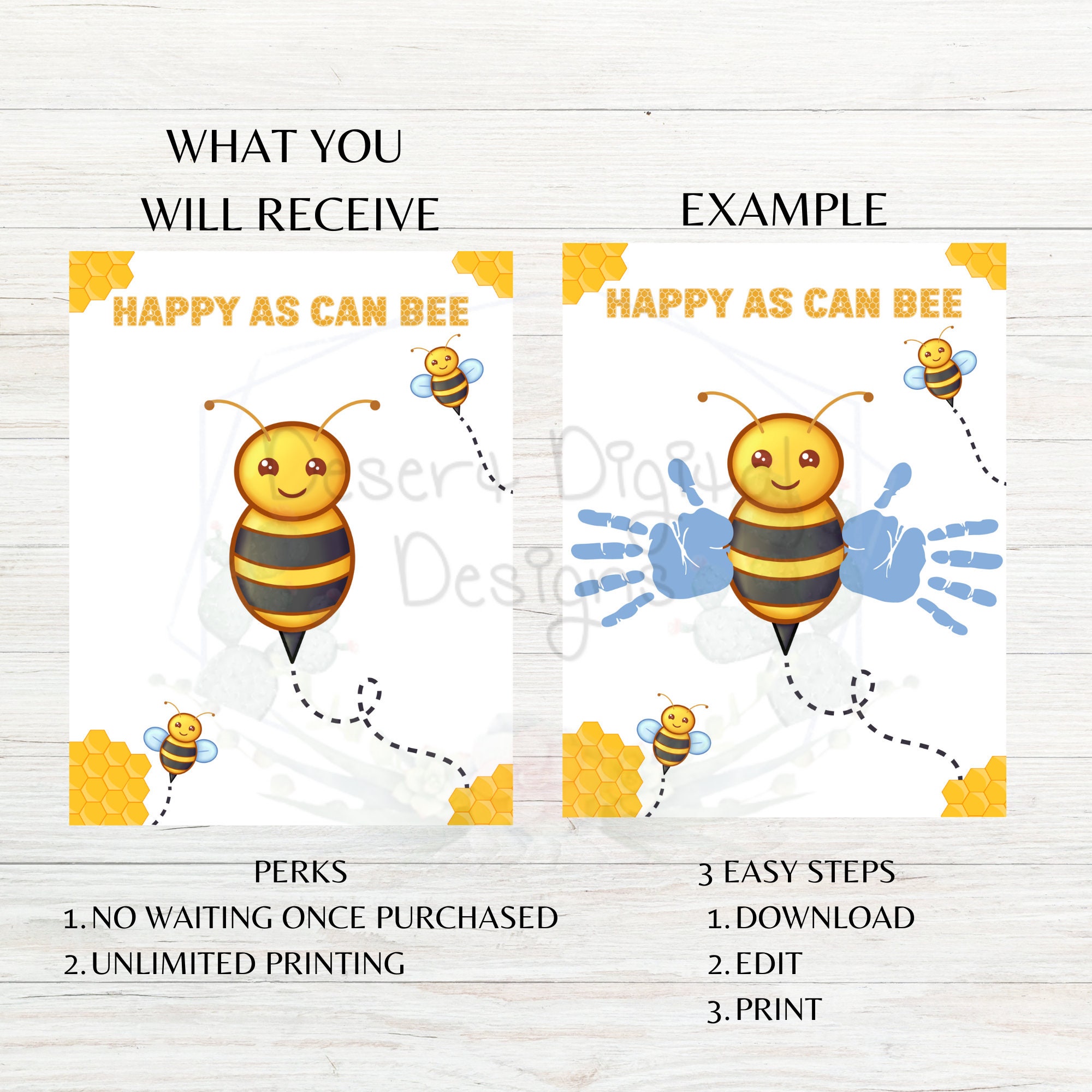 Bumblebee Printable Handprint Art Classroom Digital Kids Paint Craft ...