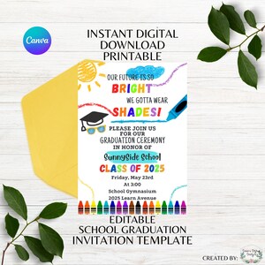 Class of 2025 Editable Graduation Invitation Printable Kindergarten ...